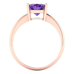 Clara Pucci 2.5ct Oval Cut Solitaire Natural Purple Amethyst Engagement Wedding Bridal Promise Anniversary Ring 18K Rose Gold Size 3.75