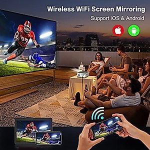 1080P HD Projector, WiFi Projector Bluetooth Projector, FANGOR 230" Portable Movie Projector with Tripod, Home Theater Video Projector Compatible with HDMI, VGA, USB, Laptop, iOS & Android Smartphone