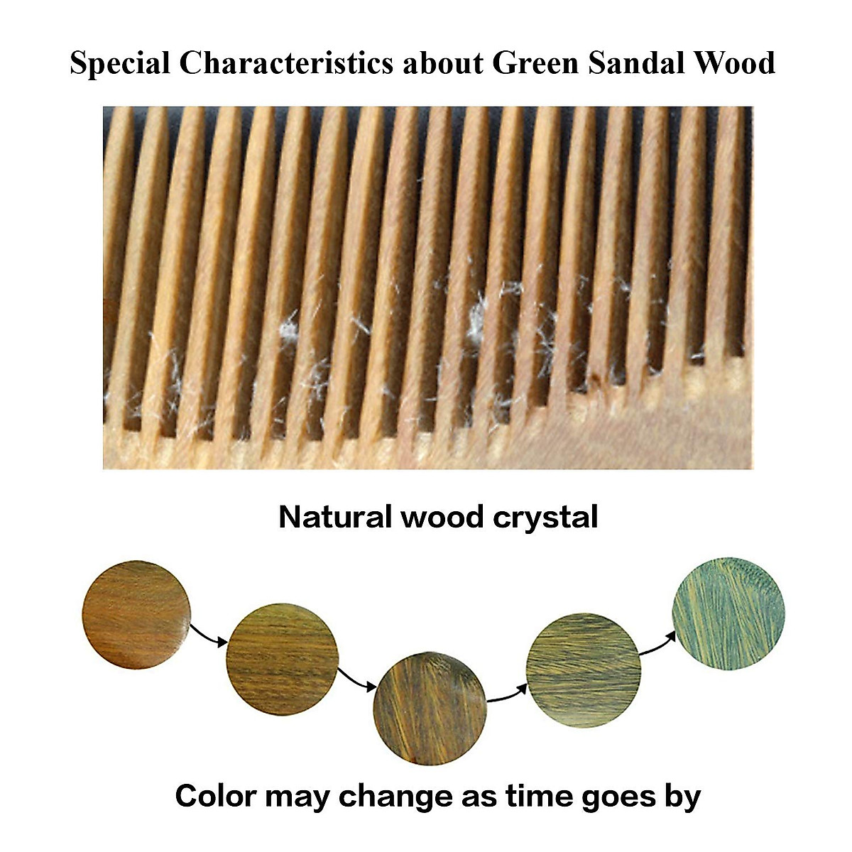 Onedor Natural Handmade Green Sandalwood Wide Tooth & Fine Tooth Wooden Comb Set, Natural Sandalwood scent for Beautiful Hairs. None-Tangled Hair & Anti-Static by nature