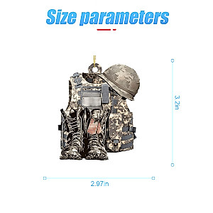 Moioee Car Rear View Mirror Hanging Ornament, Personalized Army Backpack Boost Decor, Military American Soldier Christmas Ornament Gift, Car Interior Rearview Pendant Accessories (Style E)