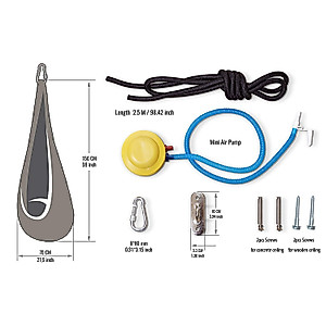 AMAZEYOU Kids Swing Hammock Pod Chair - Child's Rope Hanging Sensory Seat Nest Indoor Outdoor Use Inflatable Pillow - Great Children, All Accessories Included (Green)