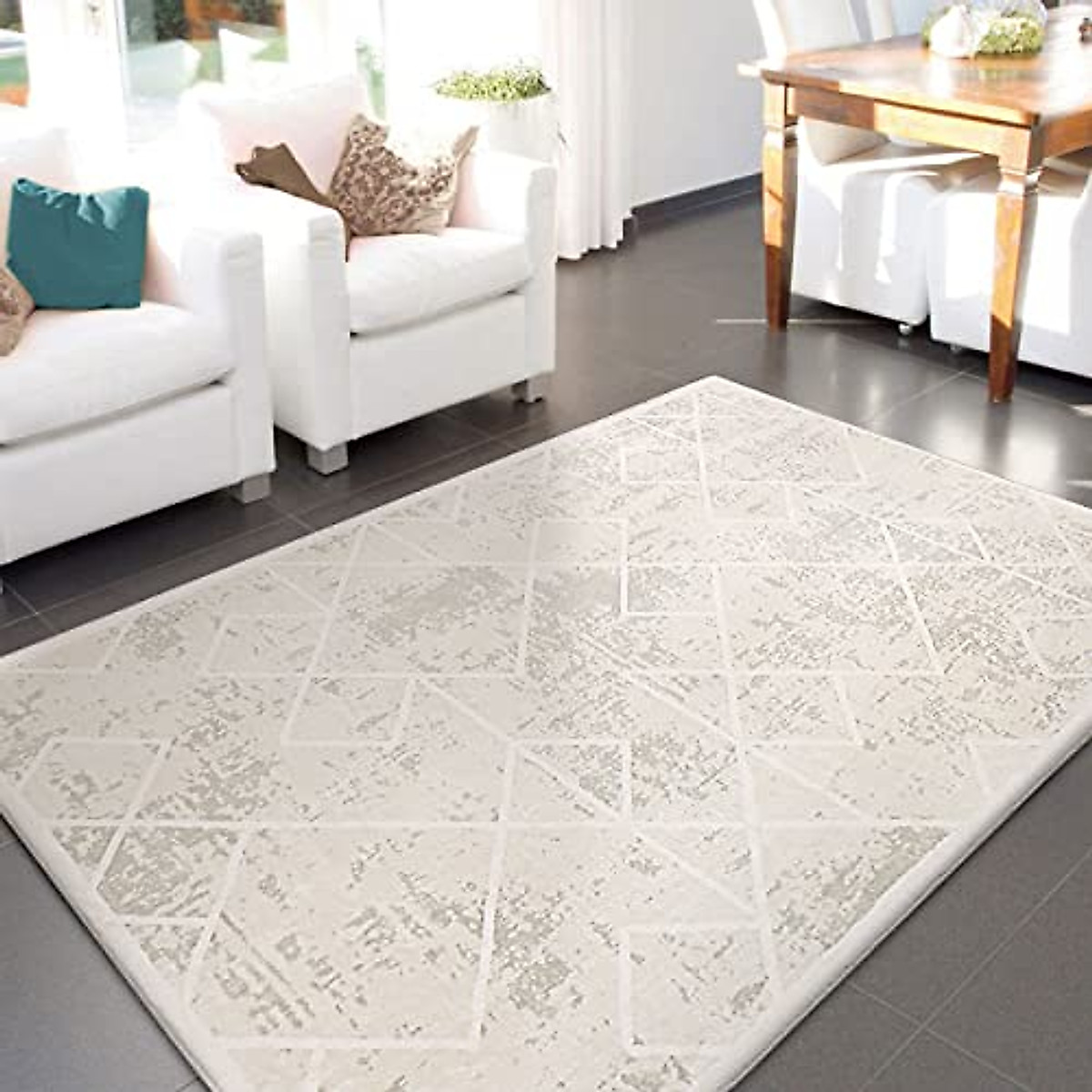 Leesentec Area Rugs Moroccan Geometric Stripe Rug for Living Room Bedroom Floor Mat Washable Rug Soft Non-Slip Carpet Imitation Cashmere Indoor Rugs Home Decor (YR22, 2' 7" x 3' 11" Rectangular)