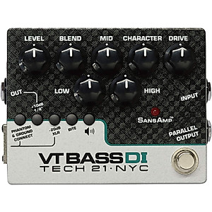 Briskdrop Tech 21 SansAmp Character Series VT Bass DI Bundle with 2 Instrument Cables and Tuner
