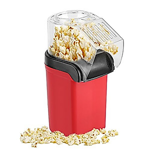 Asixx Electric Popcorn Maker, 1200W Mini Electric Popcorn Maker Hot Air Popcorn Maker Home Use Automatic Popcorn Machine 220V EU Plug, Red