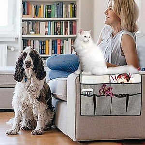 Iwtmm Arm Chair Organizer, Armchair Caddy for Recliner Non-Slip Couch Caddy with 6 Pockets, Magazines, TV Remote Control Holder, 19 x 35 inches