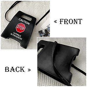 KUANG! Women Novelty Stop Sign Handbags Fashion Caution Catwalk in Progress Crossbody Bag Messenger Purse for Girls
