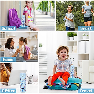 14oz Kids Insulated Water Bottle with 50pcs Anime Stickers, Stainless Steel Thermos Water Bottle for School Boys Girls