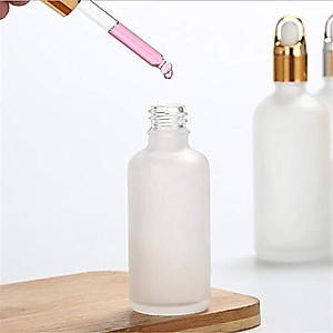 2 Pack 100ml/3.4 Oz,White Frosted Glass Dropper Bottle for Essential Oils,Empty Glass Liquid Holder With Pure Eye Dropper,Rose-Golden Caps Travel Perfume Cosmetic Container-Pipette&Funnel Included