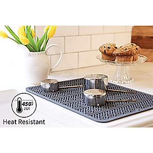 S&T INC. Silicone Dish Drying Mat or Trivet for Kitchen Durable, Heavy Duty, Non-Slip, Dishwasher Safe and Heat Resistant, 12 Inch x 15.8 Inch, Grey
