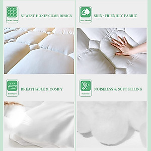 UNILIBRA Full Size Mattress Pad Cooling Rayon from Bamboo, Quilted Fitted Mattress Protector Pillow Top Mattress Cover with Deep Pocket Up to 19 Inches, Ultra Soft Filling Mattress Topper