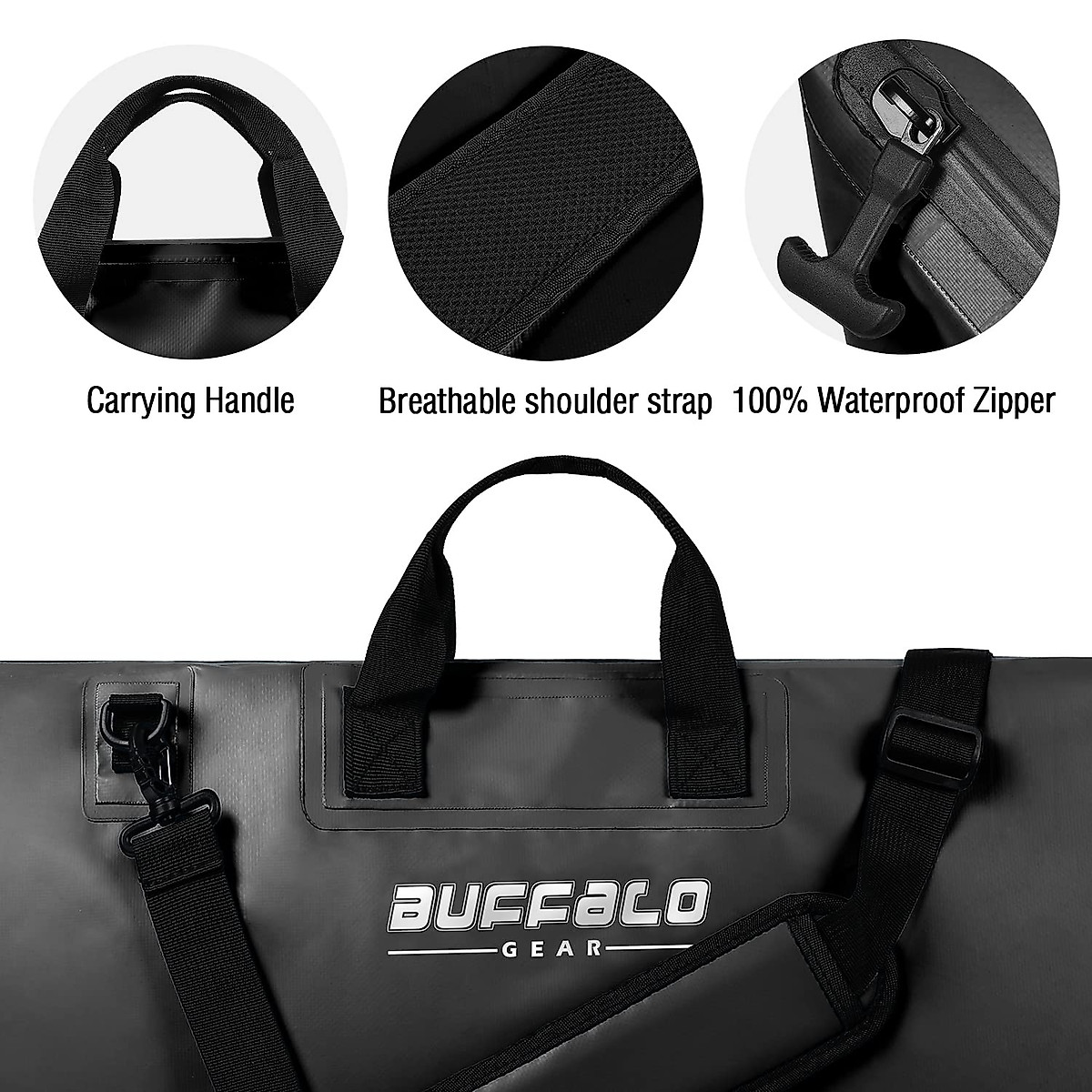 Buffalo Gear Fish Tournament Weigh in Bag for Bass Fishing - 32×19.7in Heavy Duty Fish Bag for Caught Fish Waterproof,Leakproof,Puncture Resistant