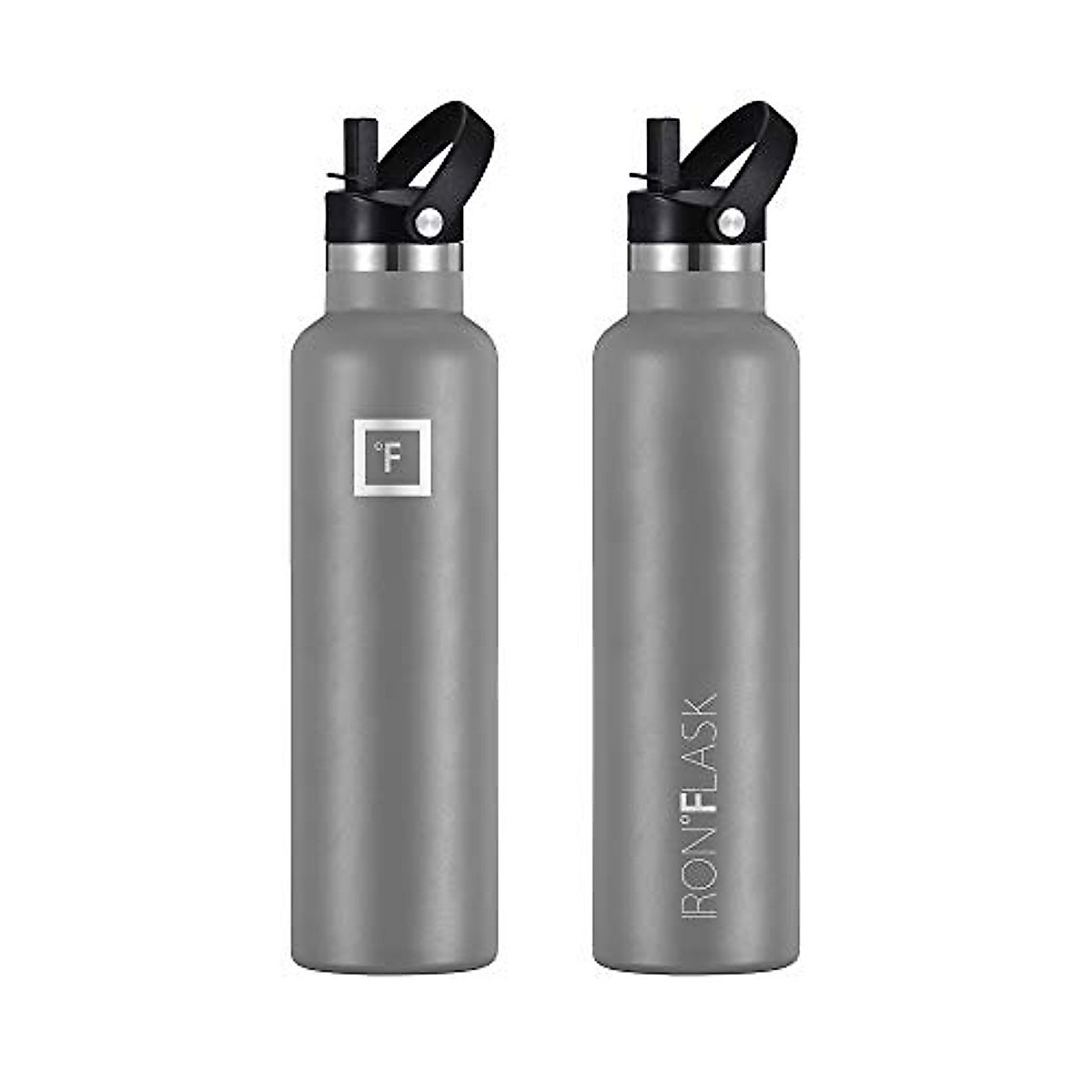 IRON °FLASK Sports Water Bottle - 24 Oz - 3 Lids (Narrow Straw Lid) Leak Proof Vacuum Insulated Stainless Steel - Hot & Cold Double Walled Insulated Thermos, Durable Metal Canteen