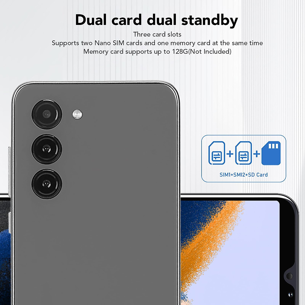 Unlocked Cell Phone, 3G Mobile Phone, 5.0in FHD HD Screen, 4GB RAM 32GB ROM, Dual Card Dual Standby Smartphone, 5MP+8MP Camera, WIFI, BT, 3500mah Battery (US Plug)