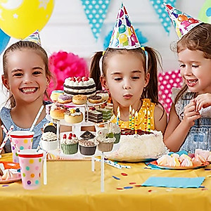 6 Packs Clear Acrylic Cake Stand Round Cupcake Dessert Cake Holder Stand Set Cake Display Stand Set for Cupcake Dessert Cake Pizza Birthday Wedding Party Baby Shower Servings Platter Tower Decoration