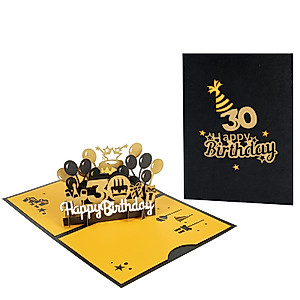 HOMANGA Happy 30th Birthday Pop Up Card, 30th Birthday 3D Greeting Card for Men or Women, 30th Birthday Gifts for Husband Wife, Pop Up Birthday Card with Blank Note and Envelope, 6" x 8"