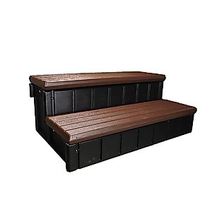 Confer Plastics Two Tier 36" Wide Deluxe Hot Tub Step. Non-Skid Spa Steps, Easy Installation, Sturdy, Long Lasting Upgrade to Your Space. Proudly Made in USA. - Espresso