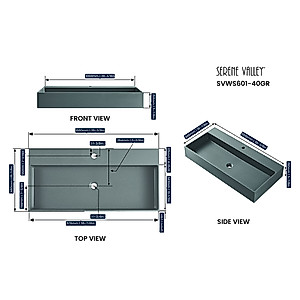Serene Valley Bathroom Sink, Wall-Mount Install or On Countertop, 40" with Single Faucet Hole, Premium Granite Material in Matte Gray