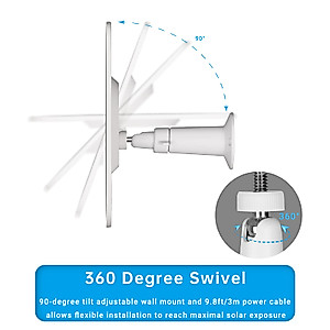 Upgrade 5V 6W Solar Panel for Security Camera, Compatible with Eufycam 2C/2C Pro/2/2 Pro/E20/E40/E, Continuous Power Supply with Micro USB Port, USB-C Adapter and 9.8ft/3m Charging Cord, 4 Pack