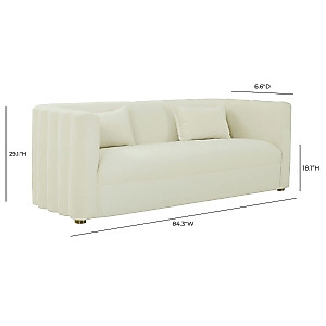 TOV Furniture Callie 29.1" H Modern Velvet Upholstered/Wood Sofa in Cream