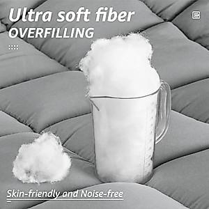 HYLEORY All Season Queen Size Bed Comforter - Cooling Down Alternative Quilted Duvet Insert with Corner Tabs - Winter Warm - Machine Washable - Light Grey