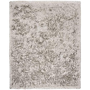 SAFAVIEH Ocean Shag Collection 9' x 12' Light Grey OCG101F Handmade Solid 2.4-inch Extra Thick Area Rug