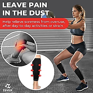 ZOYER Calf Compression Sleeves for Men and Women, Footless Compression Socks Support for Cycling, Fitness, Running, Leg Sleeve Brace for Shin Splints, Pain Relief, Injury Recovery and Reduces Swelling