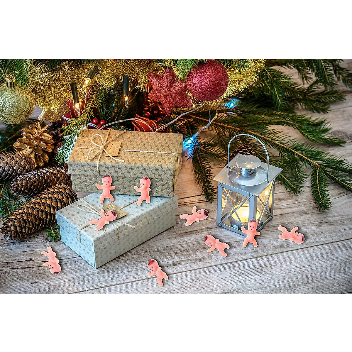 selizo Mini Plastic Babies, 100pcs Tiny Plastic Babies Small Baby King Cake Babies for Ice Cubes Baby Shower Game (1 Inch)