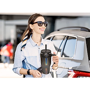 Zenbo 40 oz Glitter Tumbler With Handle, Screw on Lid and Straw | Stainless Steel Insulated Mug Tumbler, Keeps Drinks Cold up to 34 Hours, Fit in Car Cup Holder, Sweat-Proof Body, Dishwasher Safe