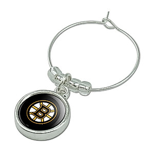 GRAPHICS & MORE Boston Bruins Logo Wine Glass Charm Drink Marker
