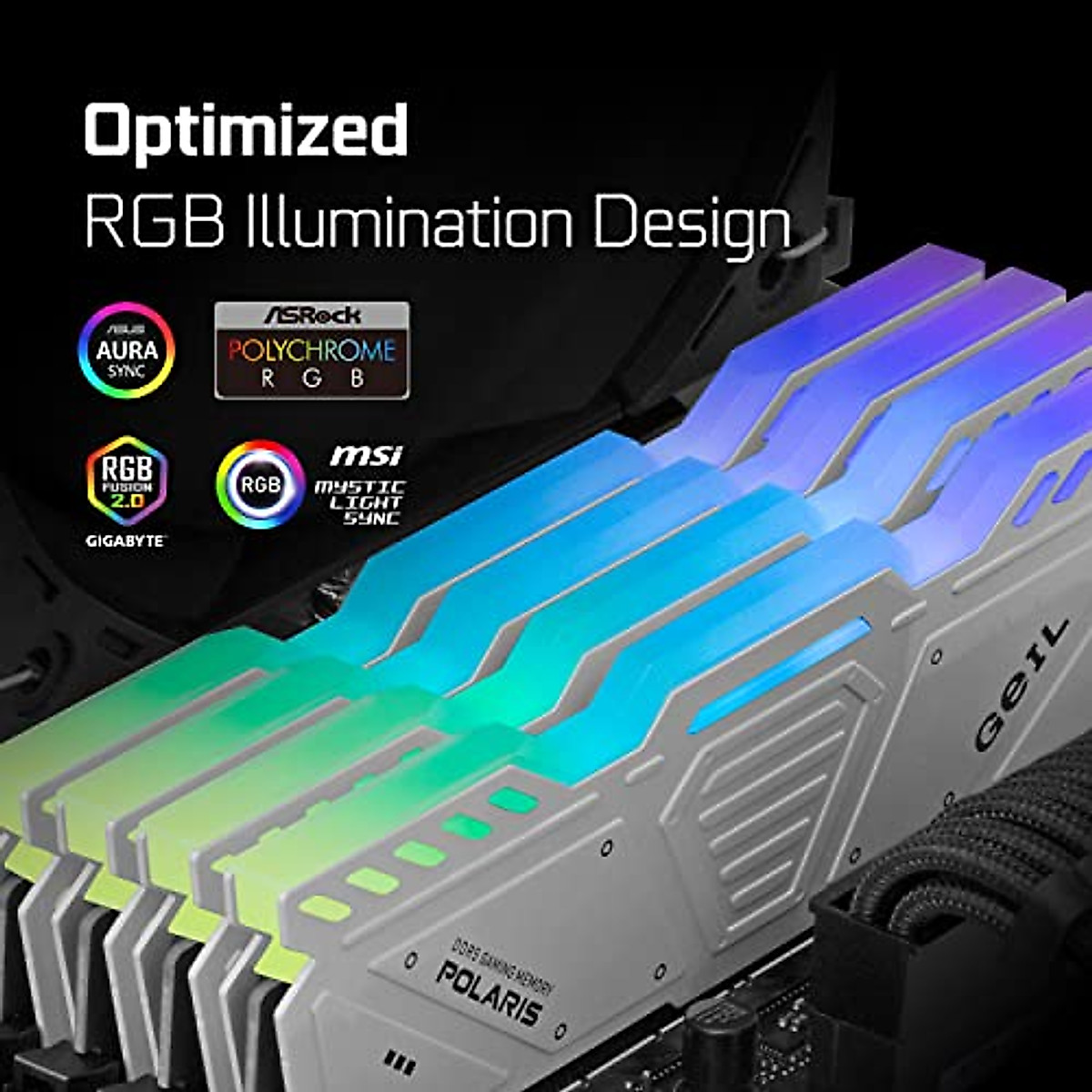 GeIL Polaris RGB DDR5 RAM, 32GB (16GBx2) 5600MHz 1.1V ,AMD Compatible, Long DIMM High Speed Desktop Memory, Hardcore Immersive Gaming/Multimedia Content Creation/Quality Live Streaming(White)