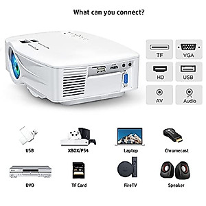Computer Mini WiFi Projector Laptop 7500 Lumen, 1080P FHD Supported Portable Outdoor Movie Projector Synchronize Smartphone Screen,Compatible with TV, PC, HDMI, USB, VGA, iOS/Android