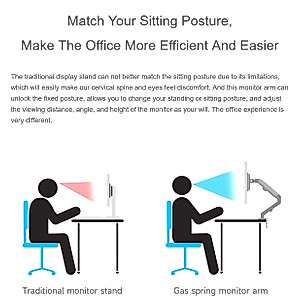 XYGStudy Gas Spring Monitor Stand Arm for 17~30 Inch Display Monitor Screen LCD Free Height Adjustment Support Multi-Angle Rotation and Expansion