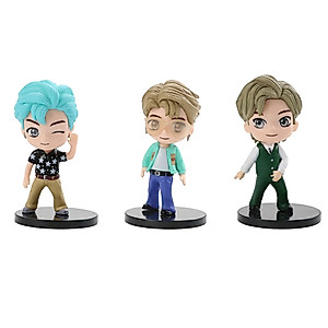 7 Pack BTS Cake Toppers Figure, PVC Model Toys Cute Bangtan Boys Groups A.R.M.Y Action Figures Dolls Gift for Girls