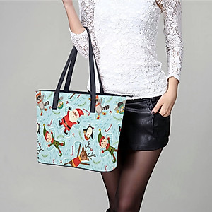Christmas Characters Women's Tote Bag PU Leather Shoulder Bag Handbags Purse For Work Shopping Travel