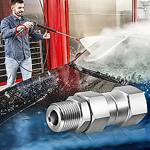Boltigen Pressure Washer Swivel, 3/8 NPT Thread Pressure Washer Stainless Steel Swivel Joint Fittings, 360°Degree Kink Free Connector, 5000 PSI