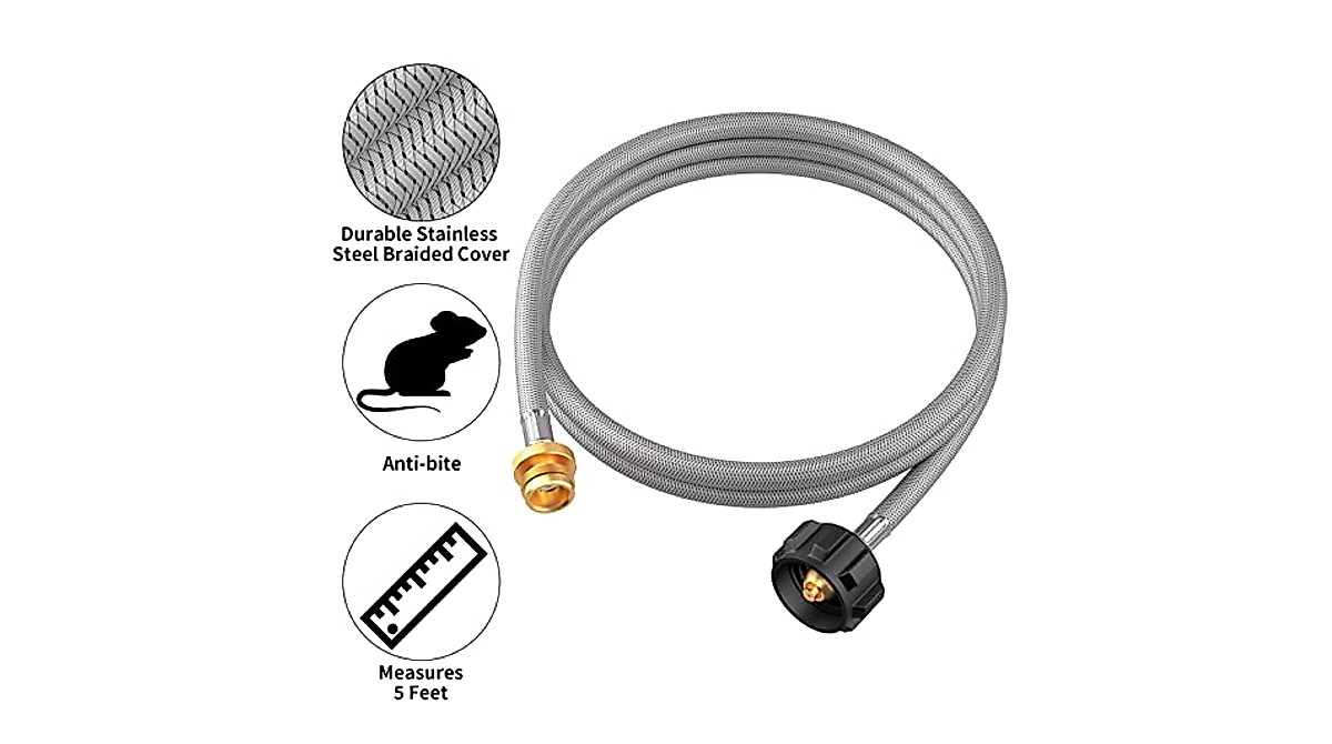 Generep 5ft Propane Adapter Hose: Connect 1lb to 20lb Tank