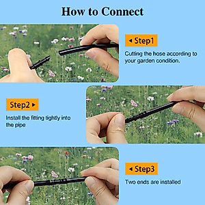 iMopo 70 Pack Drip Irrigation Universal 1/4" Barbed Coupling Fitting, Barbed Connectors for 1/4" Drip Tubing