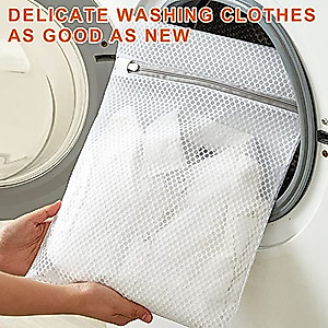 HAOBAOBEI Mesh Laundry Bag for Delicates, 3 Pack 16x20 Inch Durable Travel Laundry Bags, Scrubba Mesh Wash Bag for Laundry, Blouse, Stocking, Bra, lingerie, Garment, Clothes (Standard Medium)