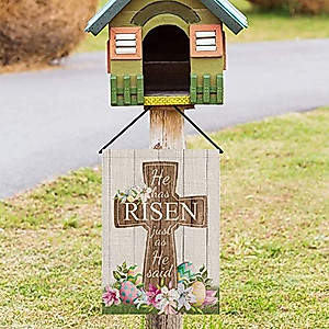 Easter Garden Flag He is Risen Cross Eggs Vertical Double Sided Holiday Outdoor Yard Decor 12.5x18 Inch
