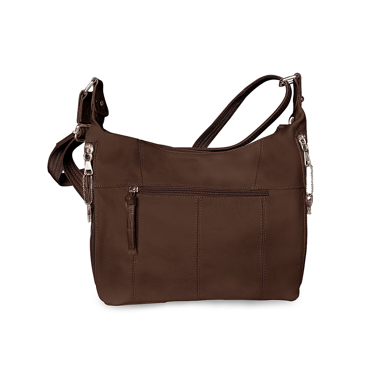 Roma Leathers Concealment Purse - Premium Cowhide Leather - Brown - Studded - Dual Gun Entry - Adjustable Shoulder Strap - Designed in USA - 30 Day Manufacture Guarantee