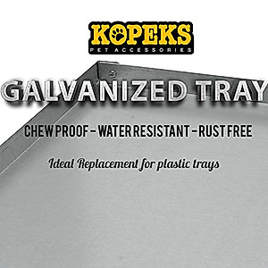 KOPEKS Galvanized Metal Tray for Dog Crates, Pet Kennels, Restaurant Grease Traps, and Floor Protection, Chew Proof Durability, Heavy-Duty Reusable Coverage, 41 x 27 Inches, (KPS-1119)