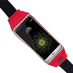 SumacLife Sport Running Waist Belt Fanny Pack Wallet Pouch Bag for LG G6, G5, V20, V10, Stylo 3 Plus, Stylu 3, X Venture, Harmony, K20 V, K10, X Power2 (Red)