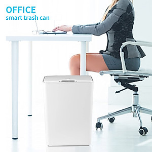 Touchless Motion Sensor Automatic Trash Can with Lid, Waynmer Garbage Bin Perfect for Office, Hotel, Kitchen, PIR Sensor and Vibration Sensor Both Support, 15Liter / 4 Gallon