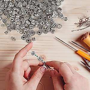 180± Silver Spacer Beads - 100g Tibetan Antique Silver Color Metal Beads Small Loose Spacer Beads with Radom Styles for Jewelry Making DIY Charm Bracelets
