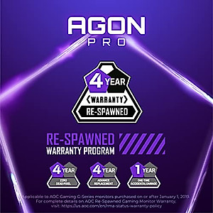 AOC Agon PRO AG254FG 25" Tournament Gaming Monitor, FHD 1920x1080, 360Hz, 1ms, DisplayHDR 400, G-SYNC + Reflex, Console Ready, Light FX, Low Input Lag, Height-Adjustable