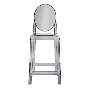2xhome Transparent Modern Mid Century Armless With Back Ghost Counter Height Bar Stool Chair 25",