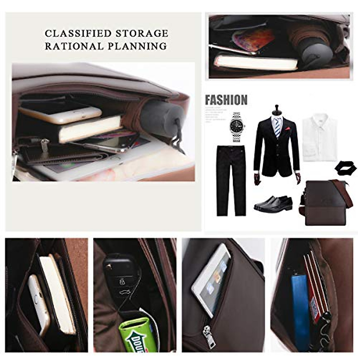 Leathario Men's Leather Shoulder Bag Crossbody Bag For Men Small Messenger For Work Business Satchel Travel