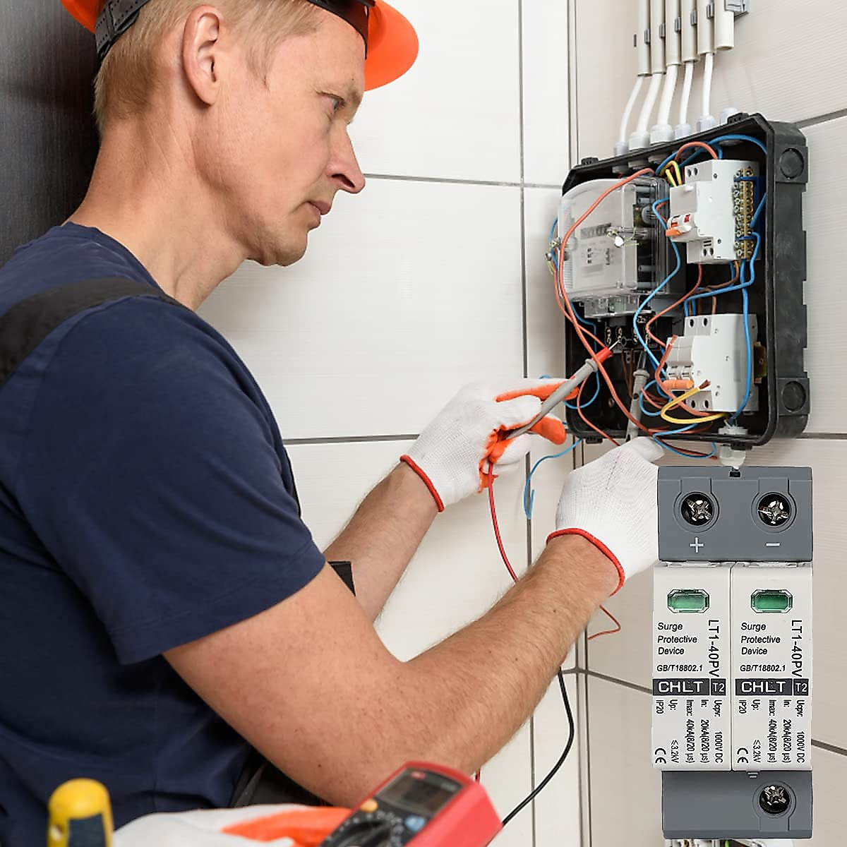 2P Surge Arrester Device, DC Protector Breaker Device 1000V DC Voltage ...