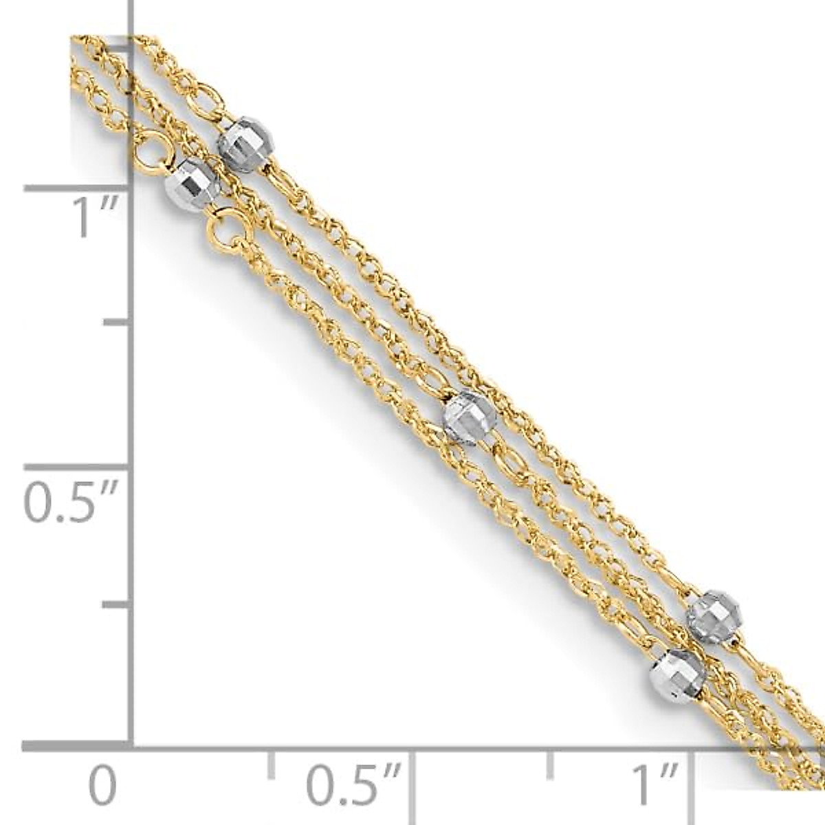 IceCarats 14K Two Tone Gold Triple Strand 9 inch Anklet Summer Beach Foot Ankle Bracelet