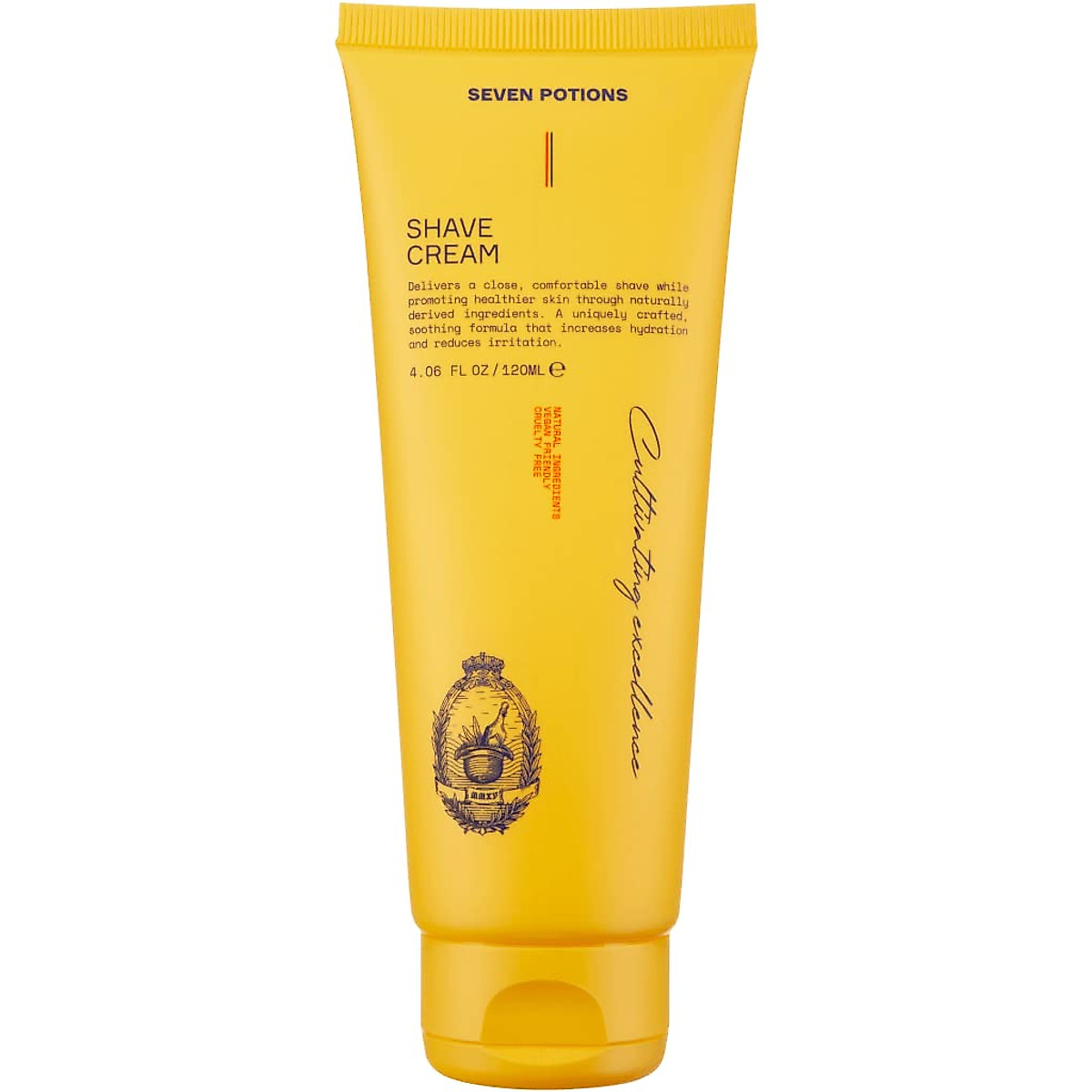 Seven Potions Lathering Shaving Cream for Men – Smooth, Irritation-free Shave – Soothing, Hydrating, Moisturising Shave Soap – Natural, Vegan, Cruelty-Free (4.06 FL OZ)